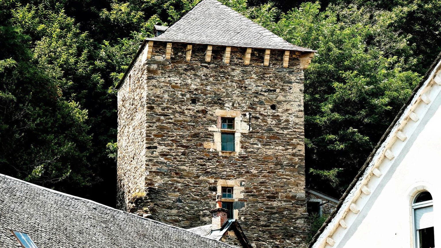 The Saint-Jacques tower of Bonneval Abbey (Aveyron), winner of the ...